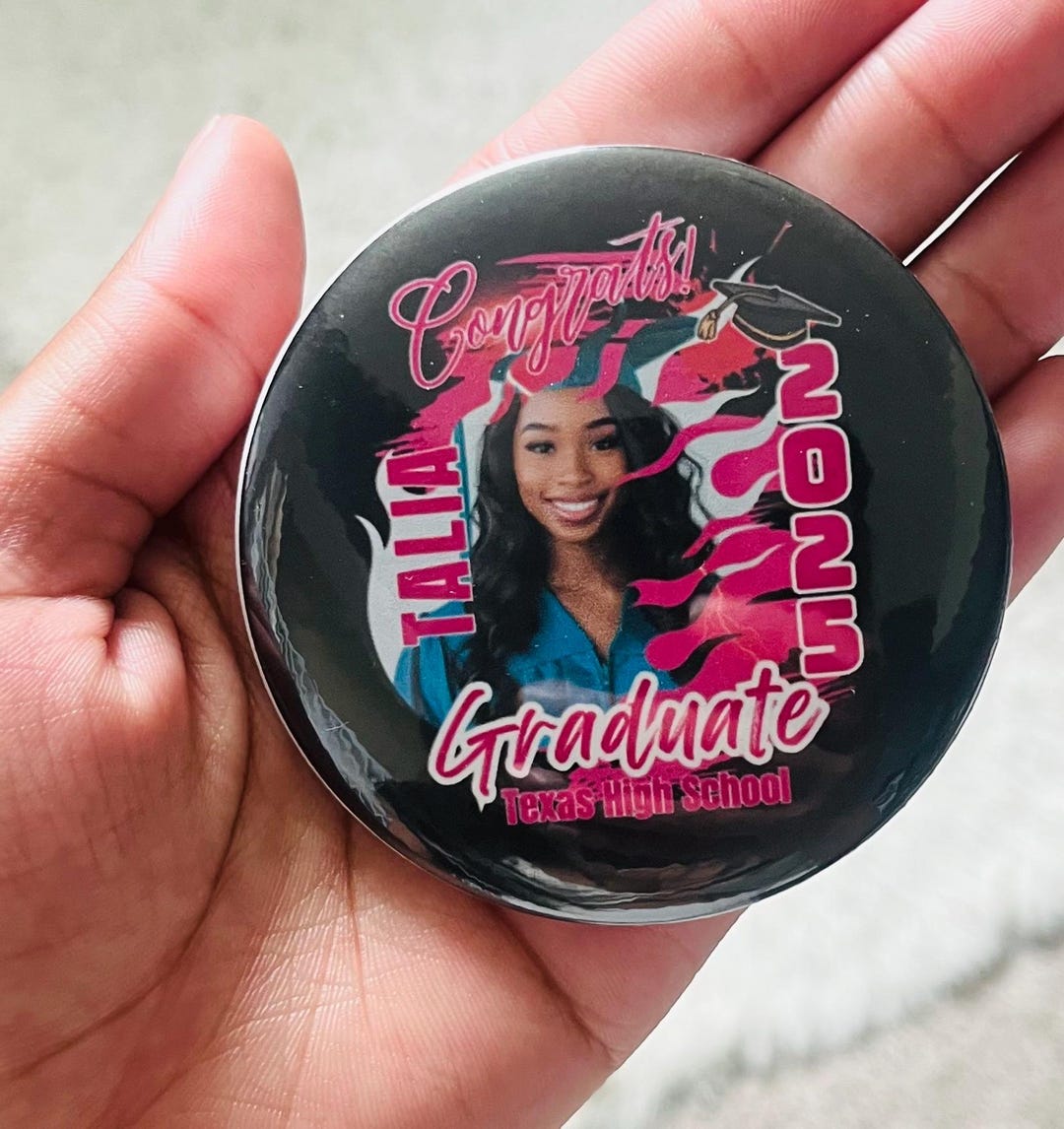 Personalized Graduation Photo Button – Class of 2026, Senior Keepsake ...