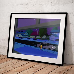 The Simpsons Suburban Night Time Print - Cartoon - Nostalgic Print ...