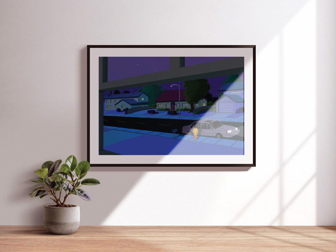 The Simpsons Suburban Night Time Print - Cartoon - Nostalgic Print ...