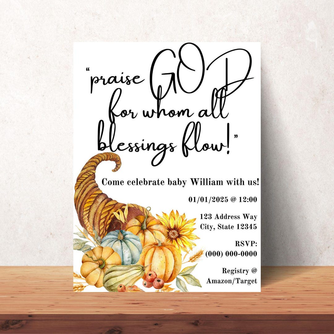 Blessings Baby Shower Event Invitation Christian God Bible Themed ...