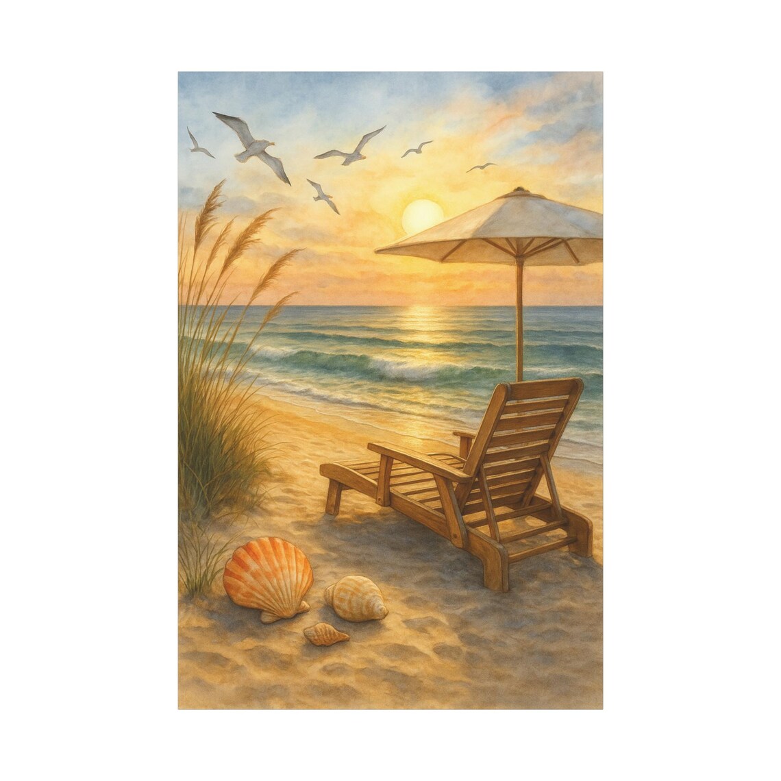 Sunset At The Beach Canvas Stretched 1 25 Etsy