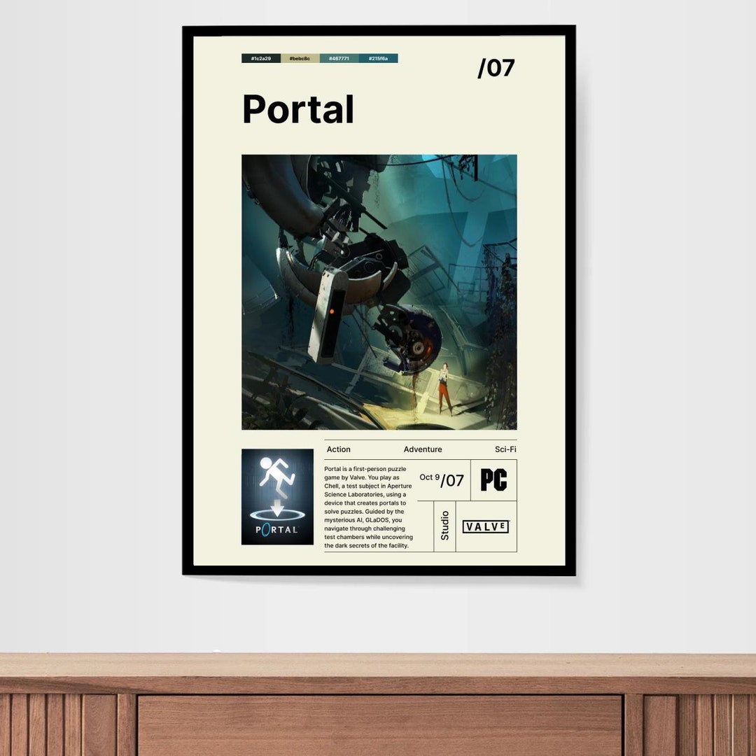 Portal Portal 2007 Retro Poster Classic Sci-fi Game Vintage Gamer Decor ...