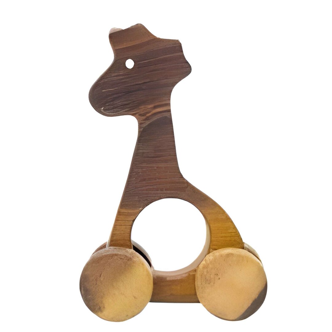 Wooden Giraffe Toy, Handcrafted Wooden Giraffe Push and Pull Toy ...
