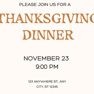 Digital Thanksgiving Invitations, Printable, Editable in Canva, Instant ...