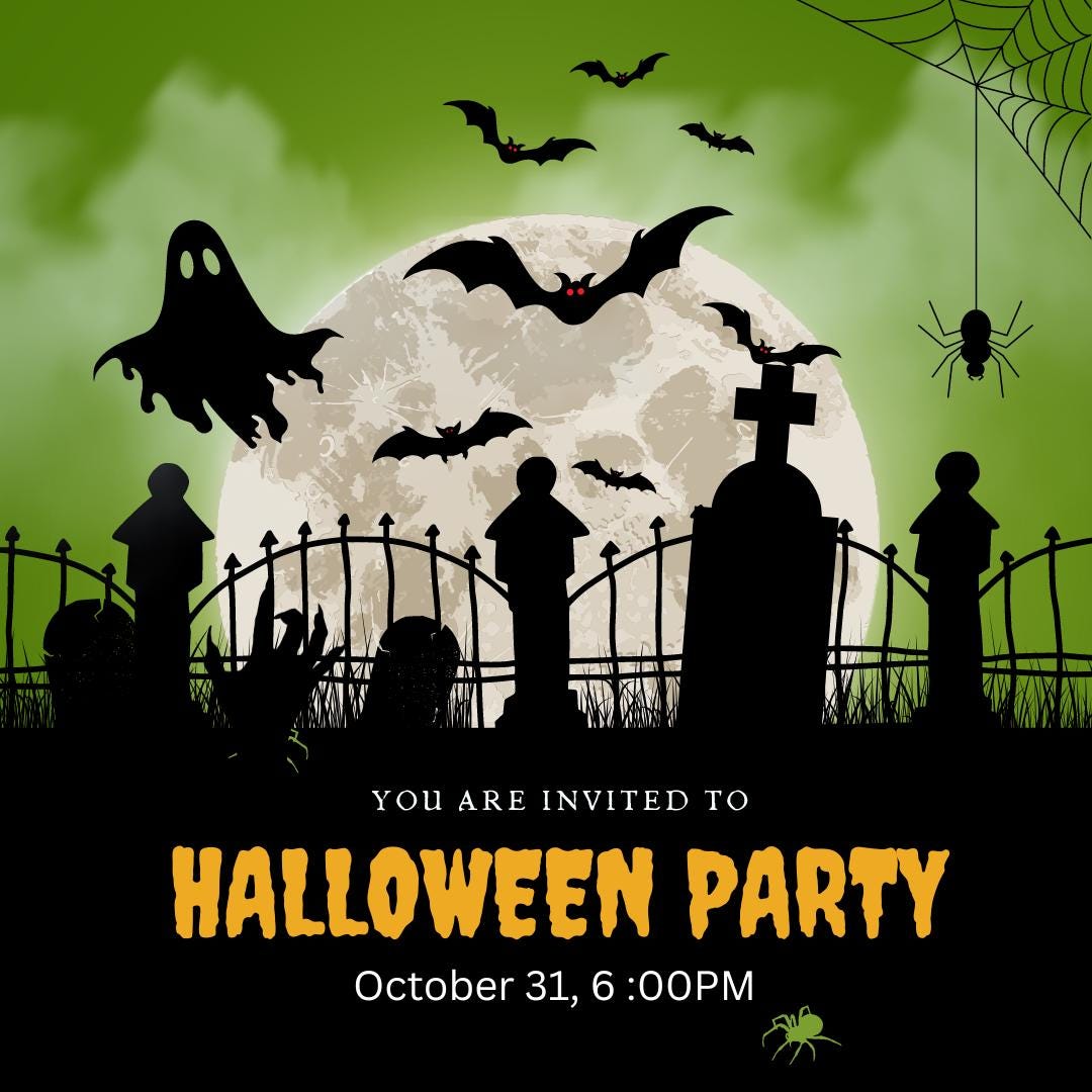Halloween Invitations Templates, Digital Templates, Printable, Editable ...