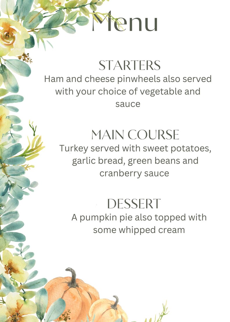 Digital Thanksgiving Templates, Instant Download, Digital Templates ...