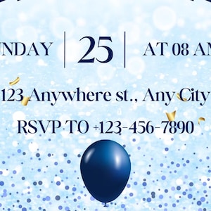 Blue and White Birthday Template Invitations, Digital Templates ...