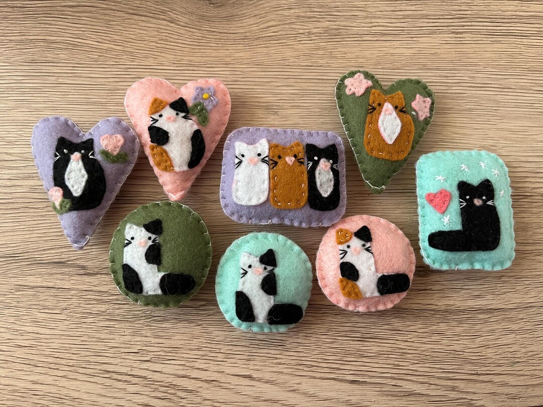 Felt Cat Magnet | Felt Magnet for Cat Lovers | Refrigerator Magnet - Etsy