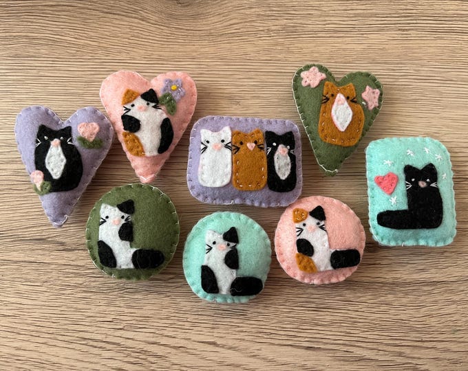 Felt Cat Magnet | Felt Magnet for Cat Lovers | Refrigerator Magnet - Etsy