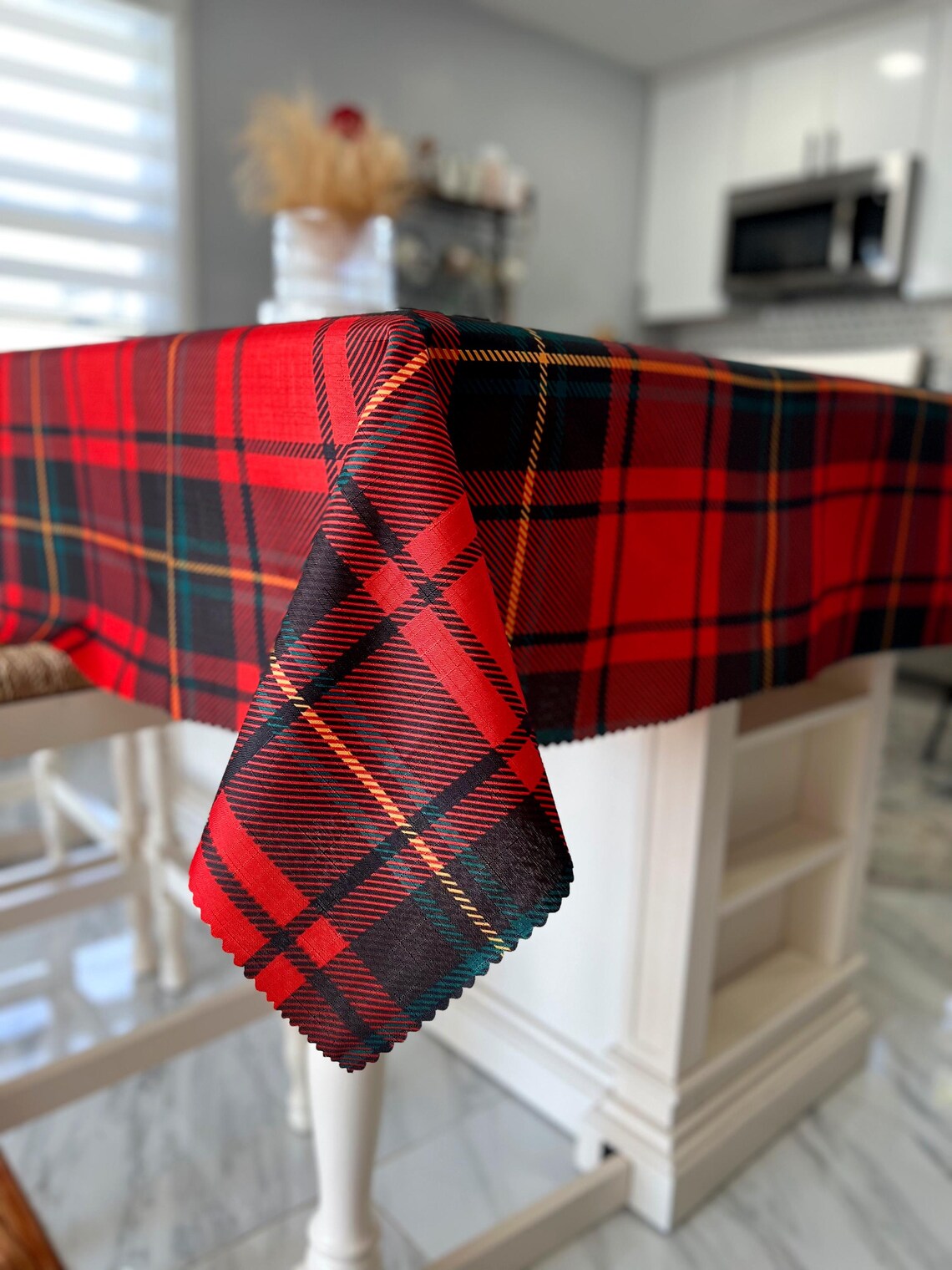 Buffalo Plaid Tablecloth 63x87 Inch Washable, Wrinkle Resistant Holiday ...