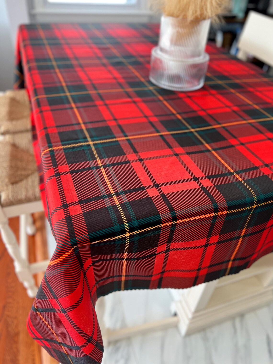 Buffalo Plaid Tablecloth 63x87 Inch Washable, Wrinkle Resistant Holiday ...