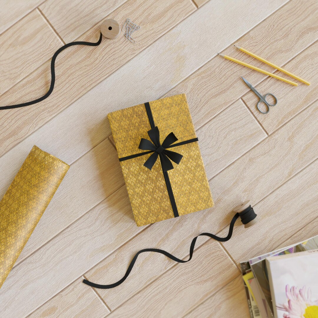 Wrapping Paper, Lao Gold Design, Southeast Asian Culture Gift Wrap Roll ...