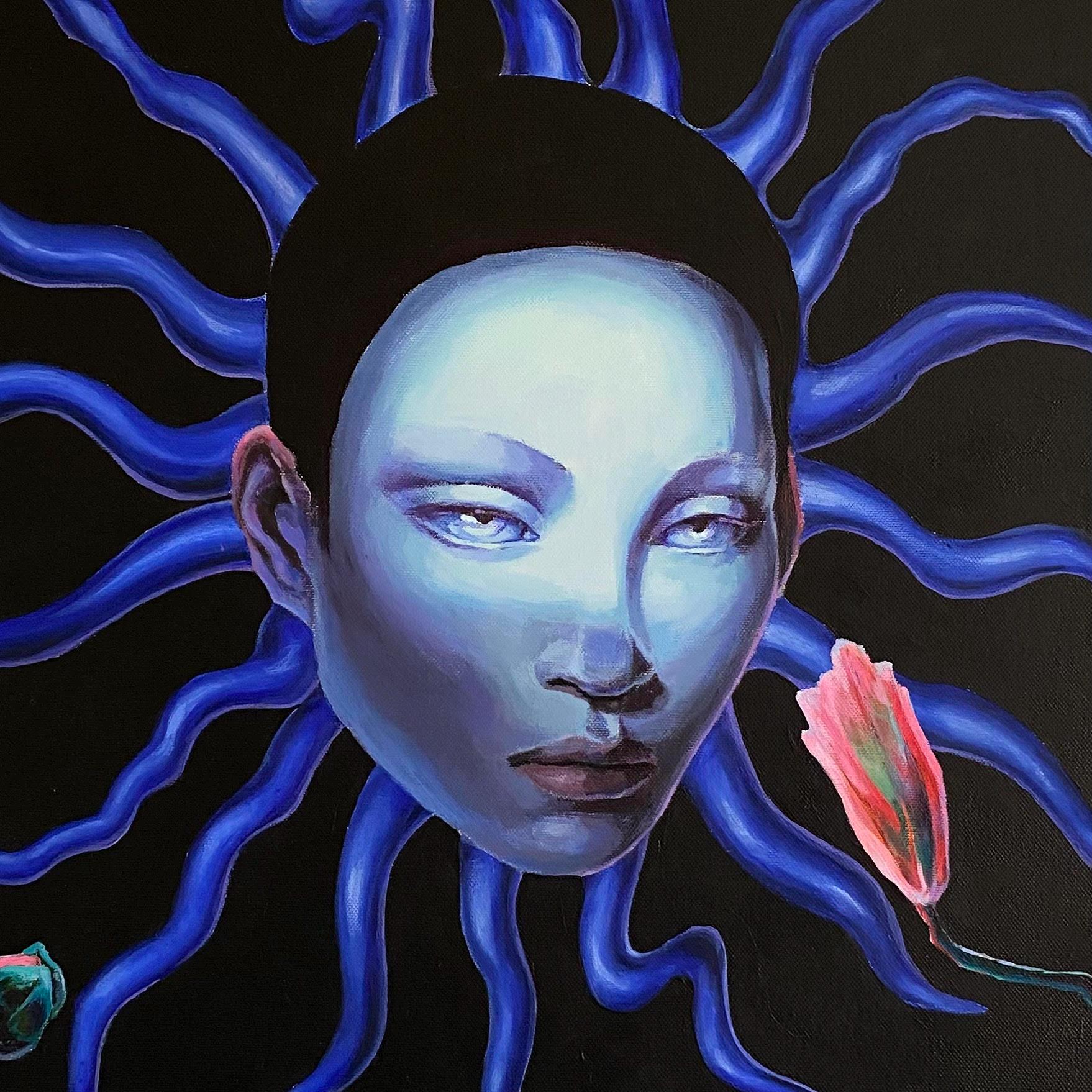 Surreal Female Portrait, Acrylic Painting on Canvas, Mystical Picture ...
