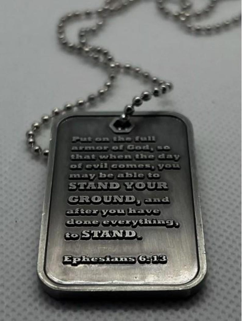 Armor of God Dog Tag: Steadfast Military Challenge Coin With Chain - Etsy