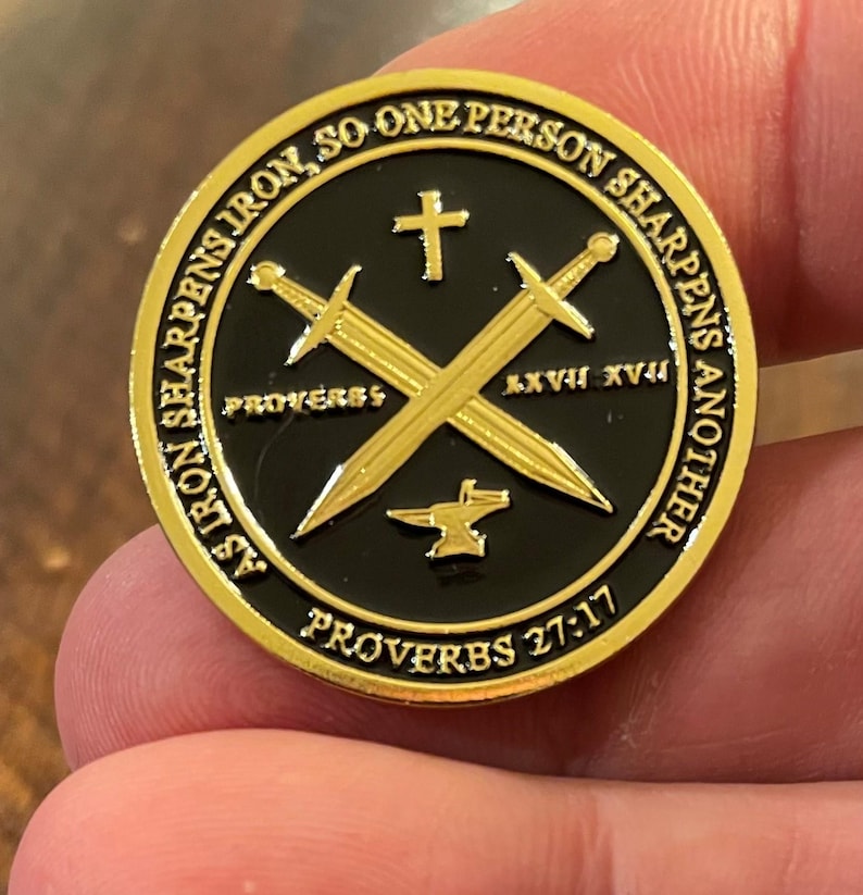 Armor of God Swords Crossed Anvil Iron Sharpens Iron Lapel Pin Proverb ...