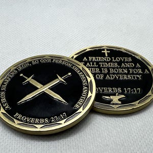 Armor of God Iron Sharpens Iron Commemorative Challenge Coin - Proverbs ...