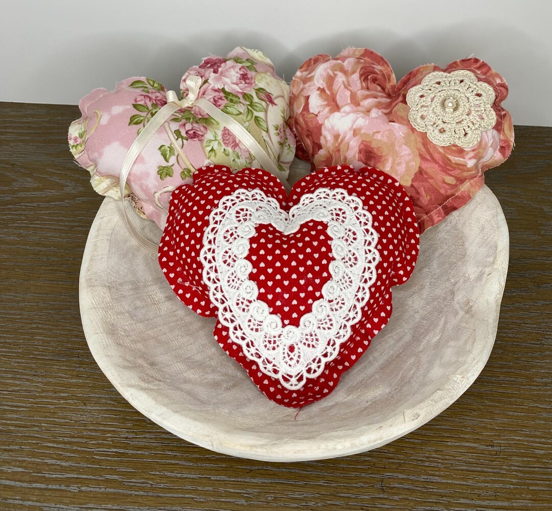 Stuffed Fabric Heart With Embellishments, Valentine’s Day, Gift - Etsy