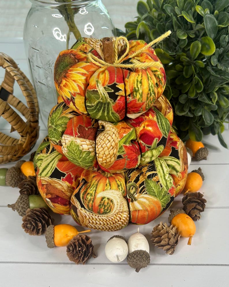 Fabric Stacked Stuffed Pumpkins, Fall, Halloween, Thanksgiving - Etsy