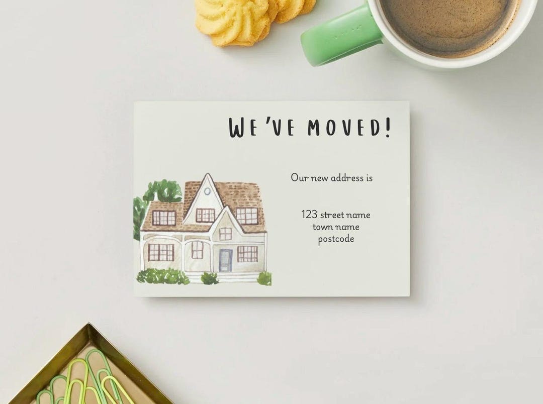 Digital Template for New Home Address Cards - Etsy