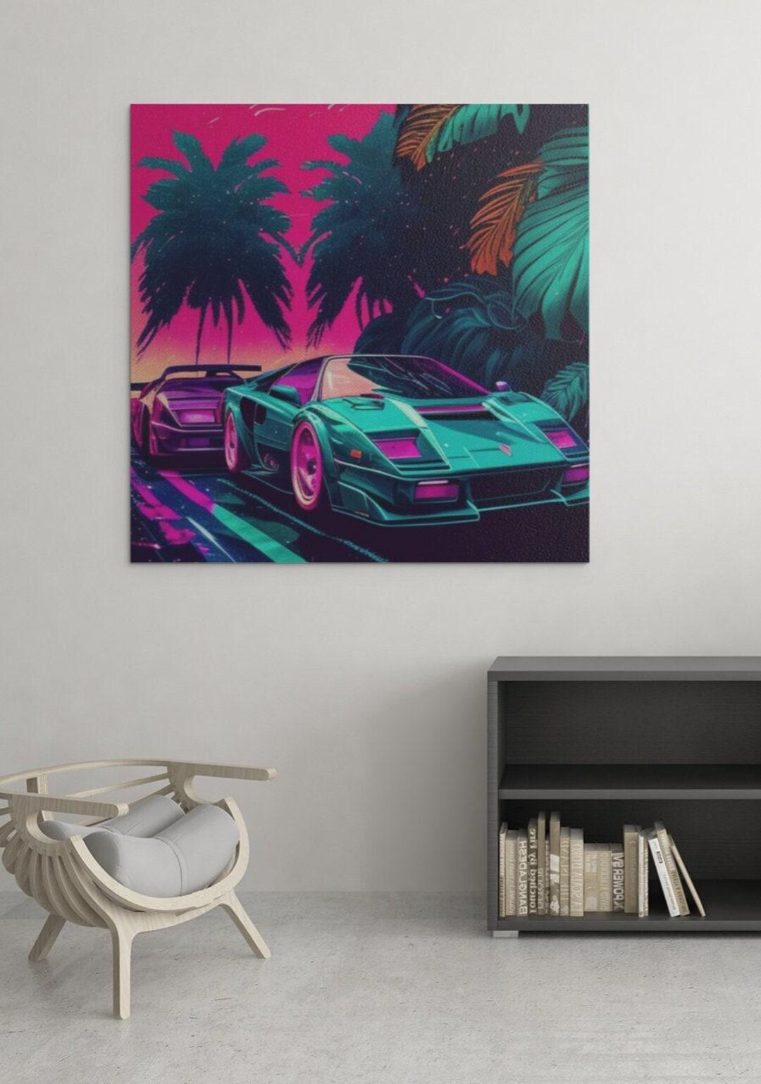Colorful Vaporwave JPEG PNG Car Portraits Digital Art Illustration ...