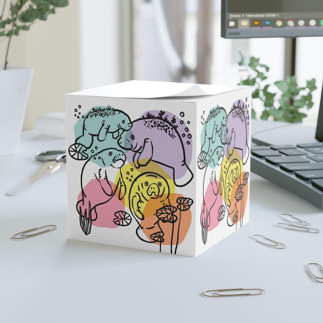 Manatee Note Cube, Sticky Note Cube, Home Office Stickies, Decorative ...