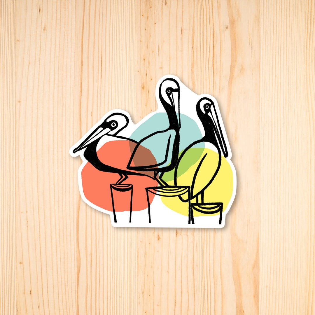 Pelican Gang Sticker, Illustrated Birds Sticker, Laptop Sticker, Bike ...