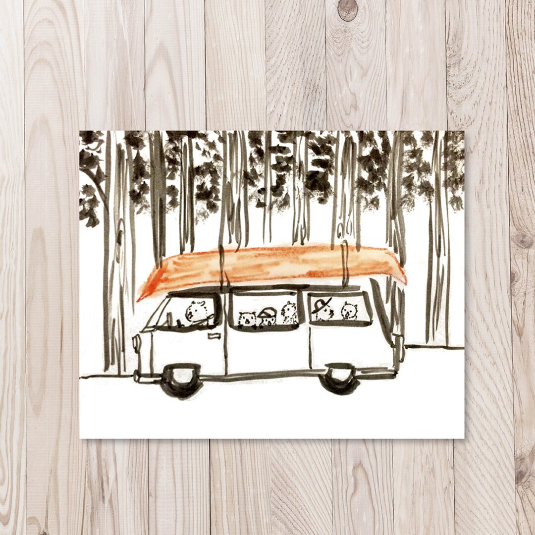 Beaver Family Art Print - Beaver Camping Trip Illustration, Animal Wall ...