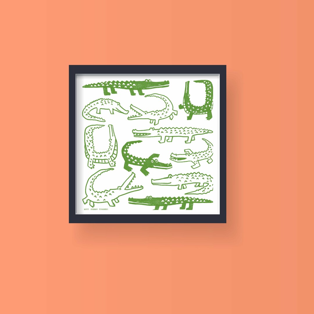 Happy Gator Illustration, Lounging Gators Art, Gators Sunbathing ...