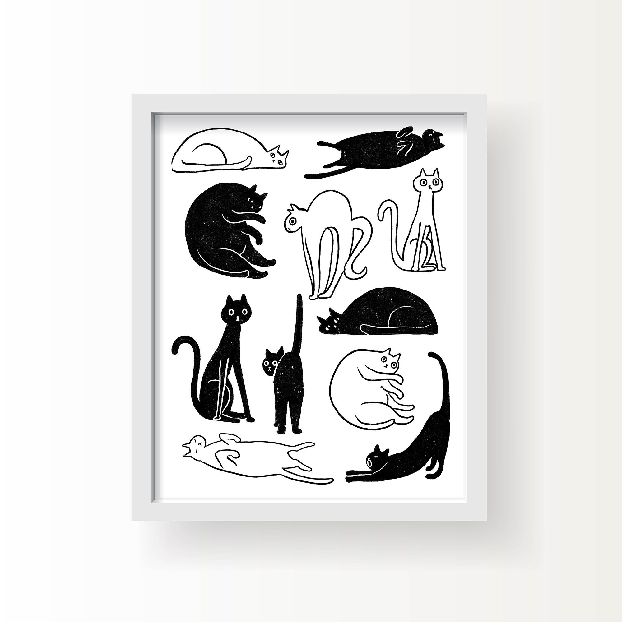 Minimal Cat Art Print, 8x10 Cat Wall Art, Cat Decor for Animal Lovers ...