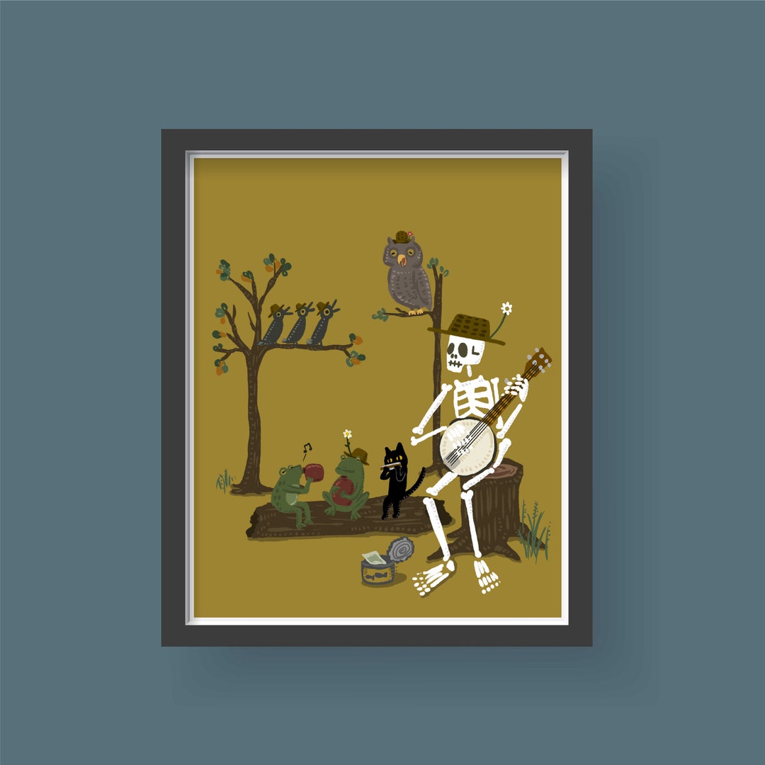 Skeleton Jamboree Art Print, 8x10 Wall Art, Halloween Inspired ...