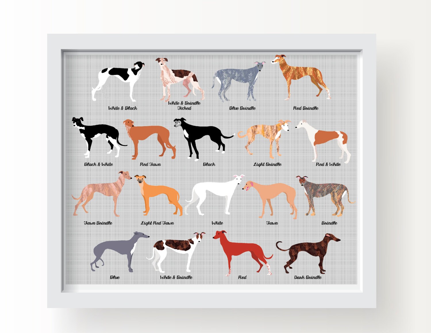 Greyhound Dog Art Print Greyhound Chart Wall Art Dog Lover - Etsy
