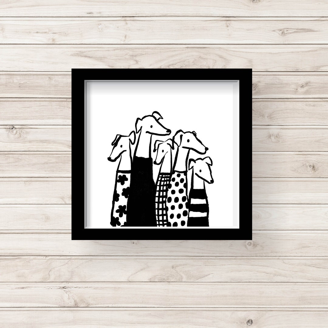 Modern Greyhound Art Print, Stylish Group of Friends, Fashionable ...