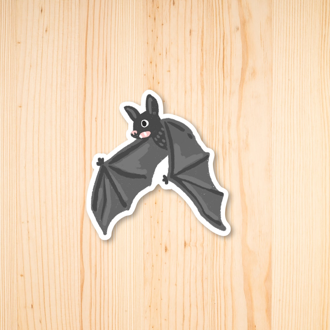 Flying Bat Sticker, Late for Work Bat, Cute Silly Sticker, Laptop ...