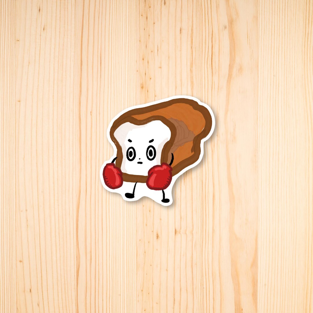Boxing Bread Sticker, Cute Bread With Boxing Gloves Decal, Fun Food Art ...