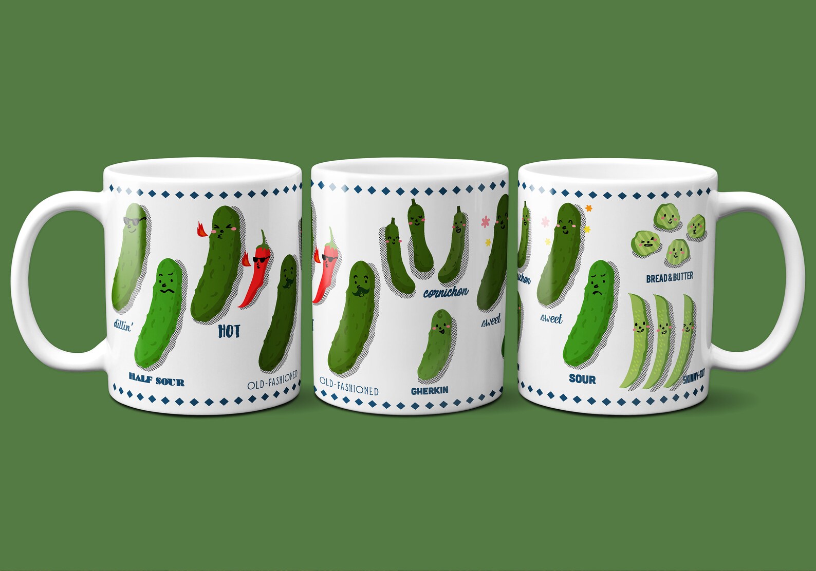 Pickle Coffee Mug, Pickle Variety Illustration, Gift for Pickle Lover ...