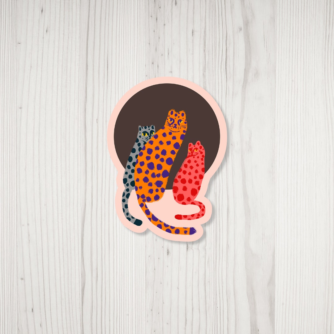 Cheetah Family Safari Sticker, Colorful Mystical Animal Sticker, Vinyl ...