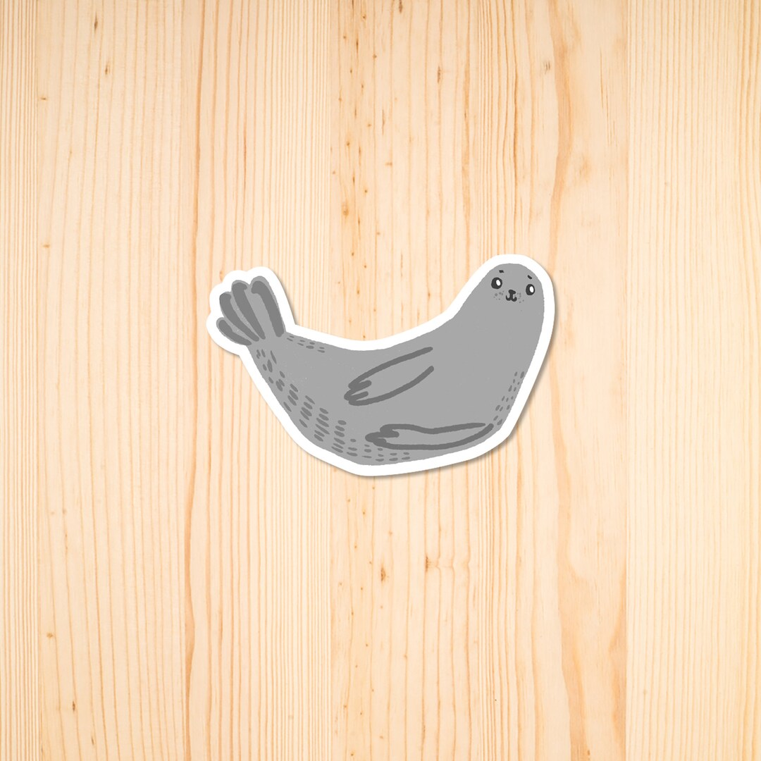 Grey Seal Sticker, Banana Asana Pose, Sea Life Sticker, Laptop Sticker ...