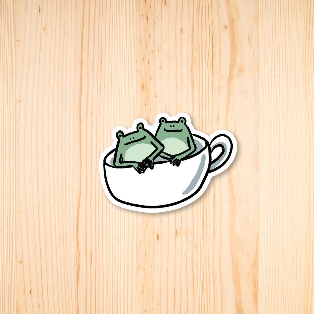Chill Frogs in a Cup Sticker, Happy Frogs, Frog Couple Sticker, Laptop ...