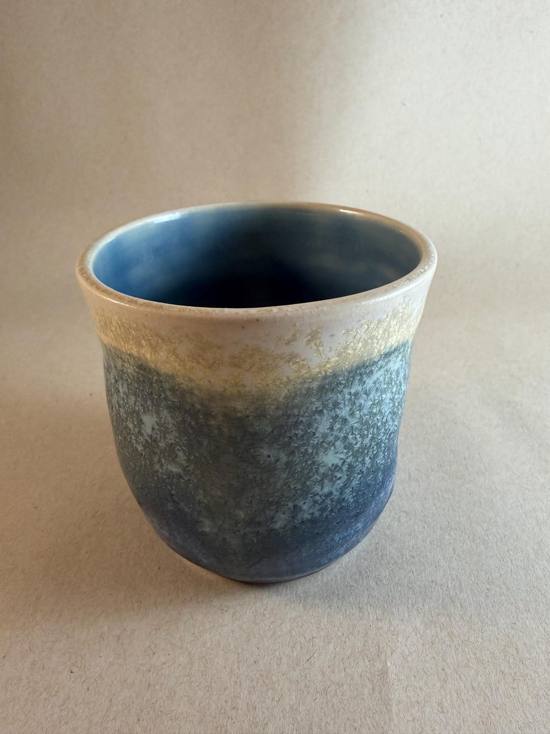 Handmade Pottery Blue and Pearl Crystalline Wine Cup/tumbler - Etsy