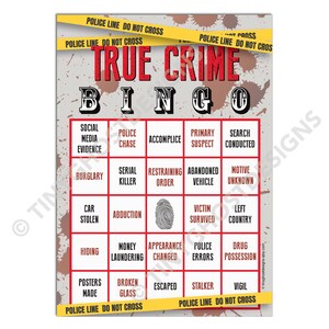 True Crime Bingo: 4-card Digital File Pack - Etsy