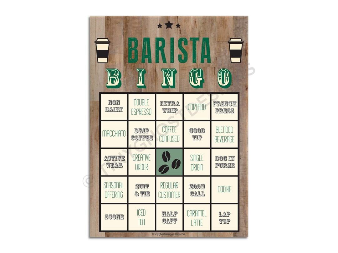 Barista Bingo Nouvelle Édition 6-Card Digital File Pack - Etsy France