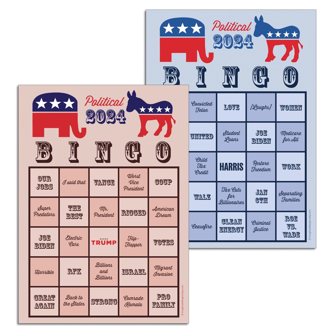 Presidential Debate Bingo 2024 harris & Trump Cards, Set of 8 Digital ...