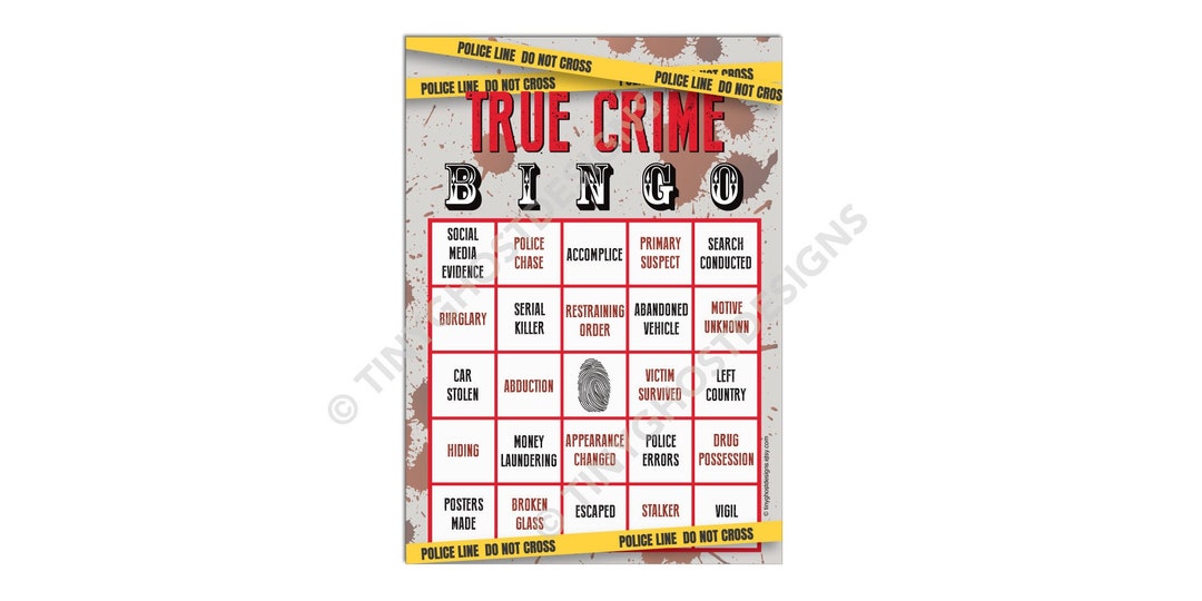True Crime Bingo: 4-card Digital File Pack - Etsy