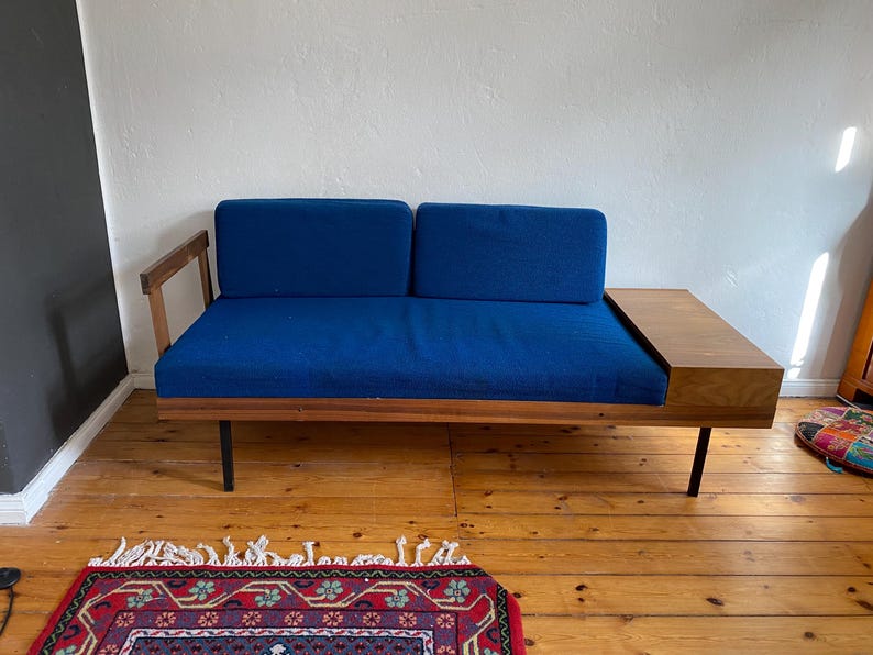 Vintage Blue Scandinavian Daybed in Wood - Etsy