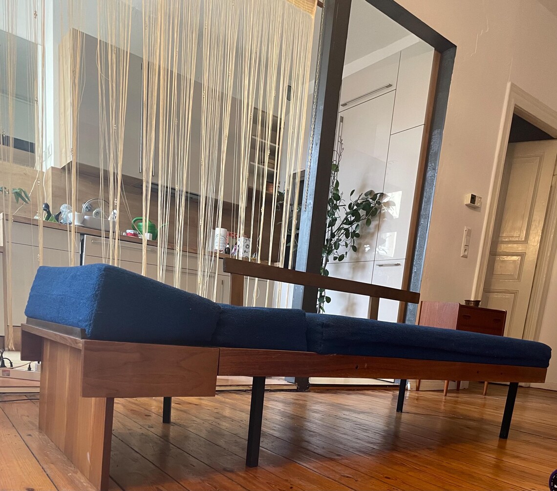 Vintage Blue Scandinavian Daybed in Wood - Etsy