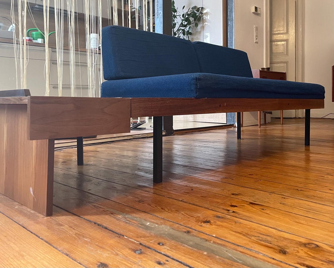 Vintage Blue Scandinavian Daybed in Wood - Etsy