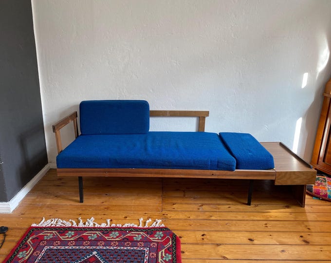 Vintage Blue Scandinavian Daybed in Wood - Etsy