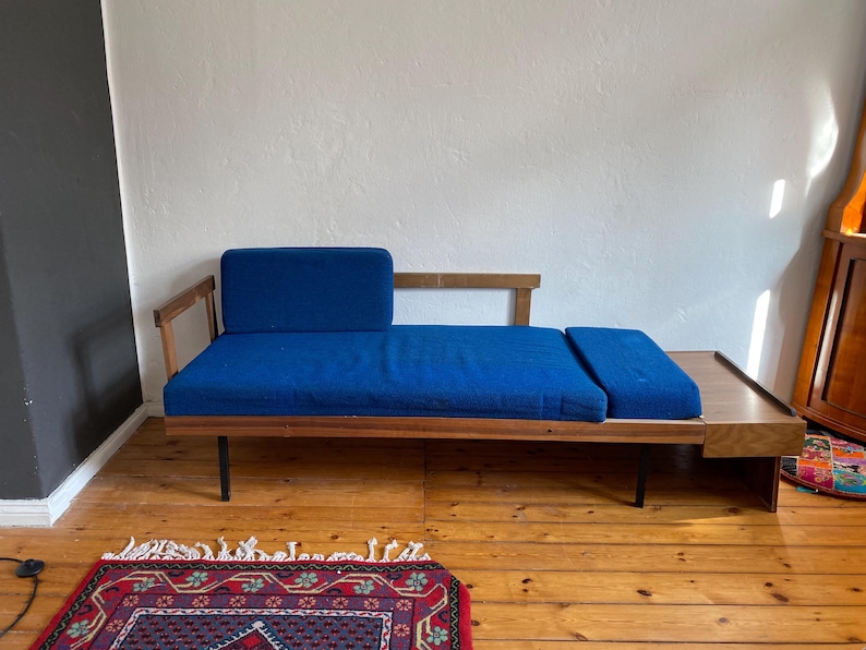 Vintage Blue Scandinavian Daybed in Wood - Etsy