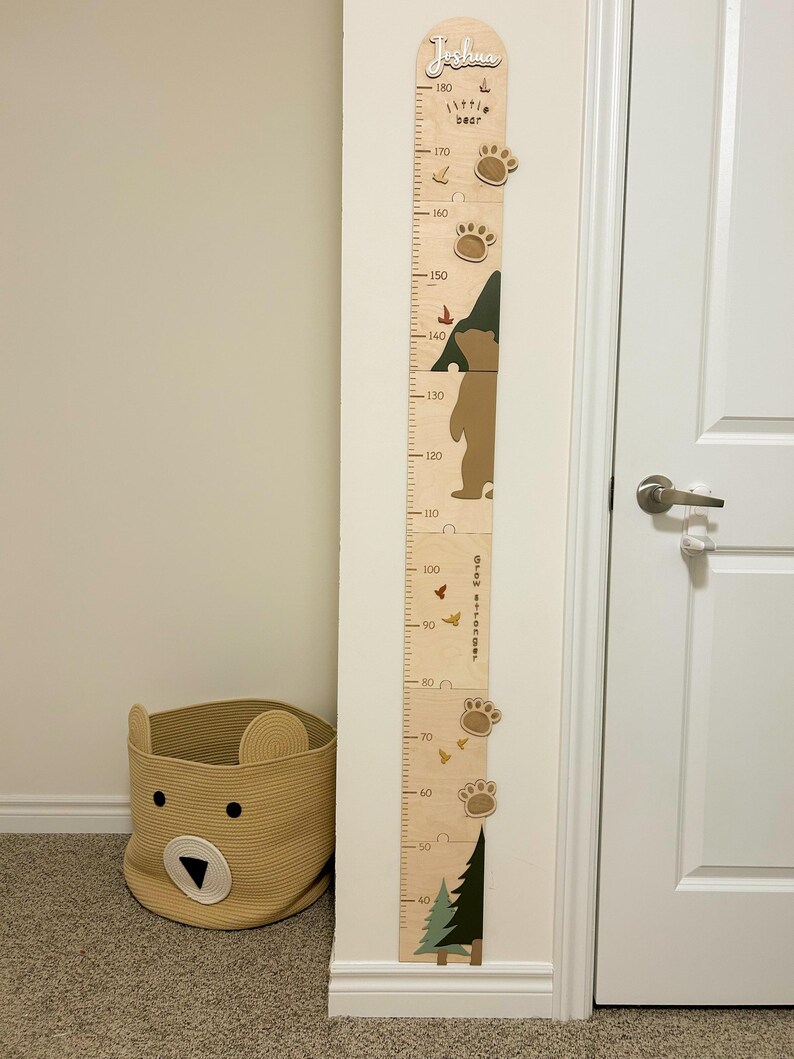 Personalized Bear Growth Chart: Rustic Wooden Nursery Ruler - Etsy