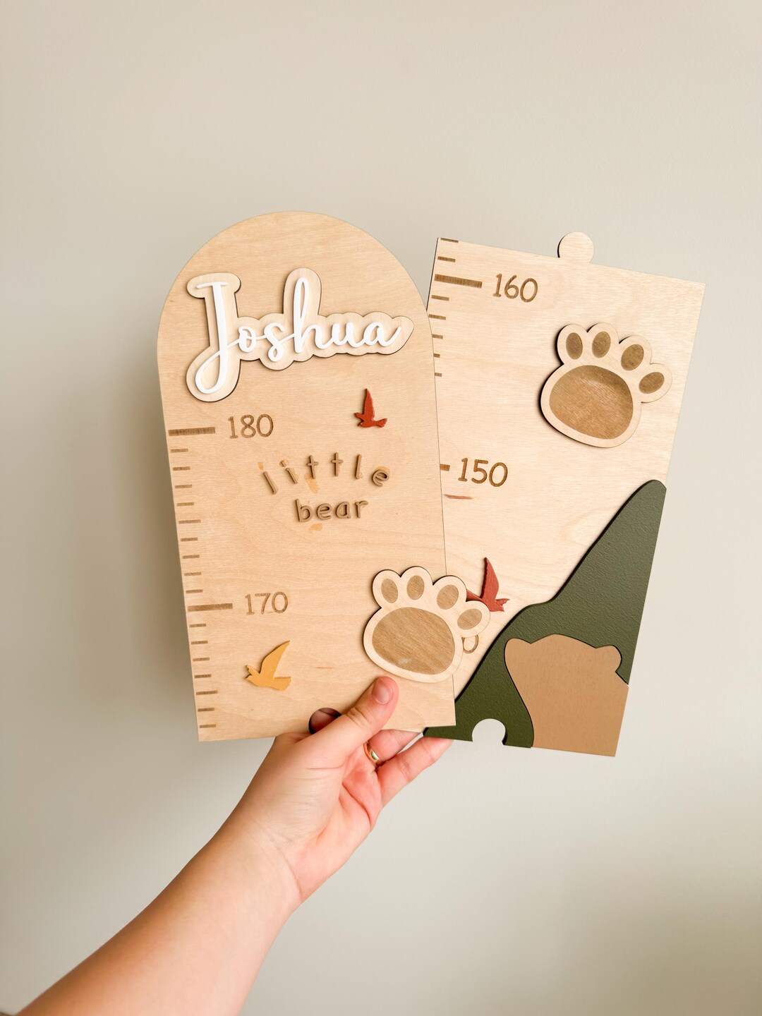 Personalized Bear Growth Chart, Wood Height Chart, Baby Shower Gift ...